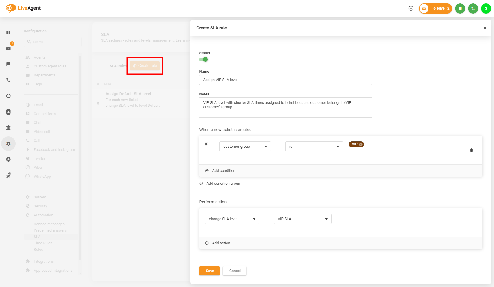 SLA (Service-level Agreement) feature Overview