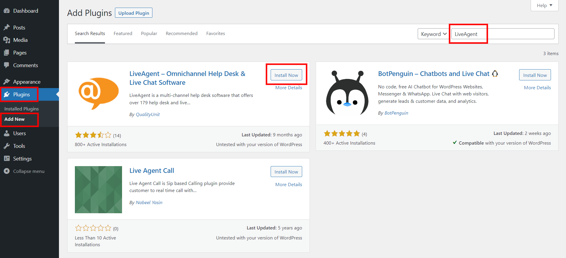 WordPress plugin setup