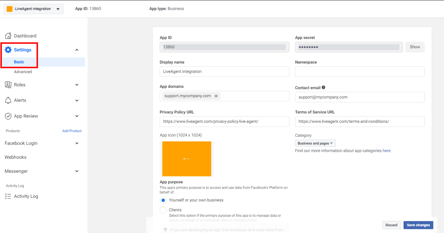 Facebook application setup and Facebook page integration for standalone installations