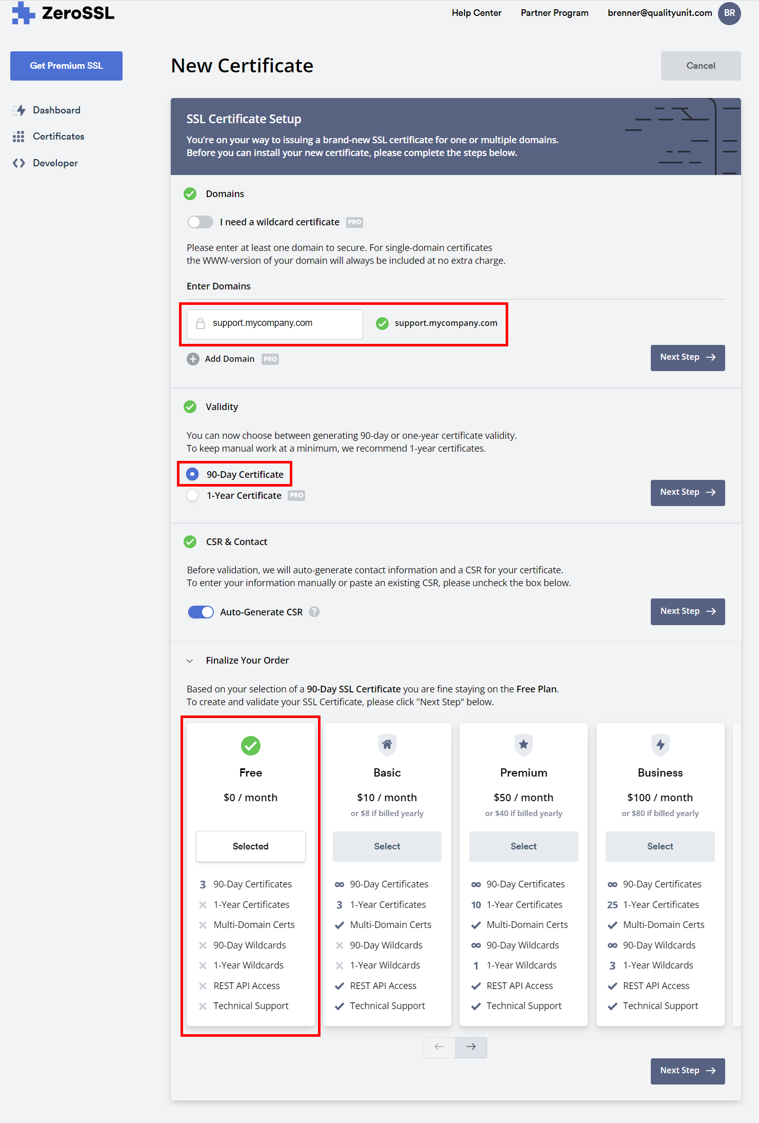 How to generate a free SSL certificate