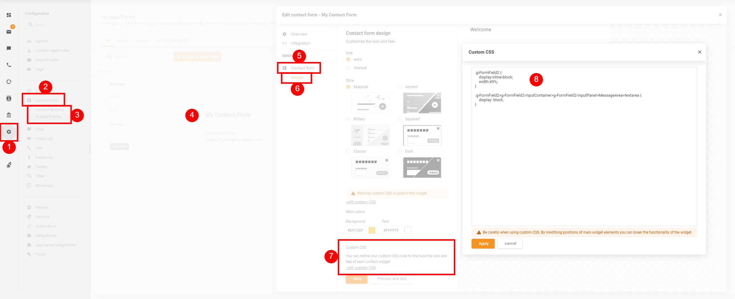 Contact form fields in multiple columns