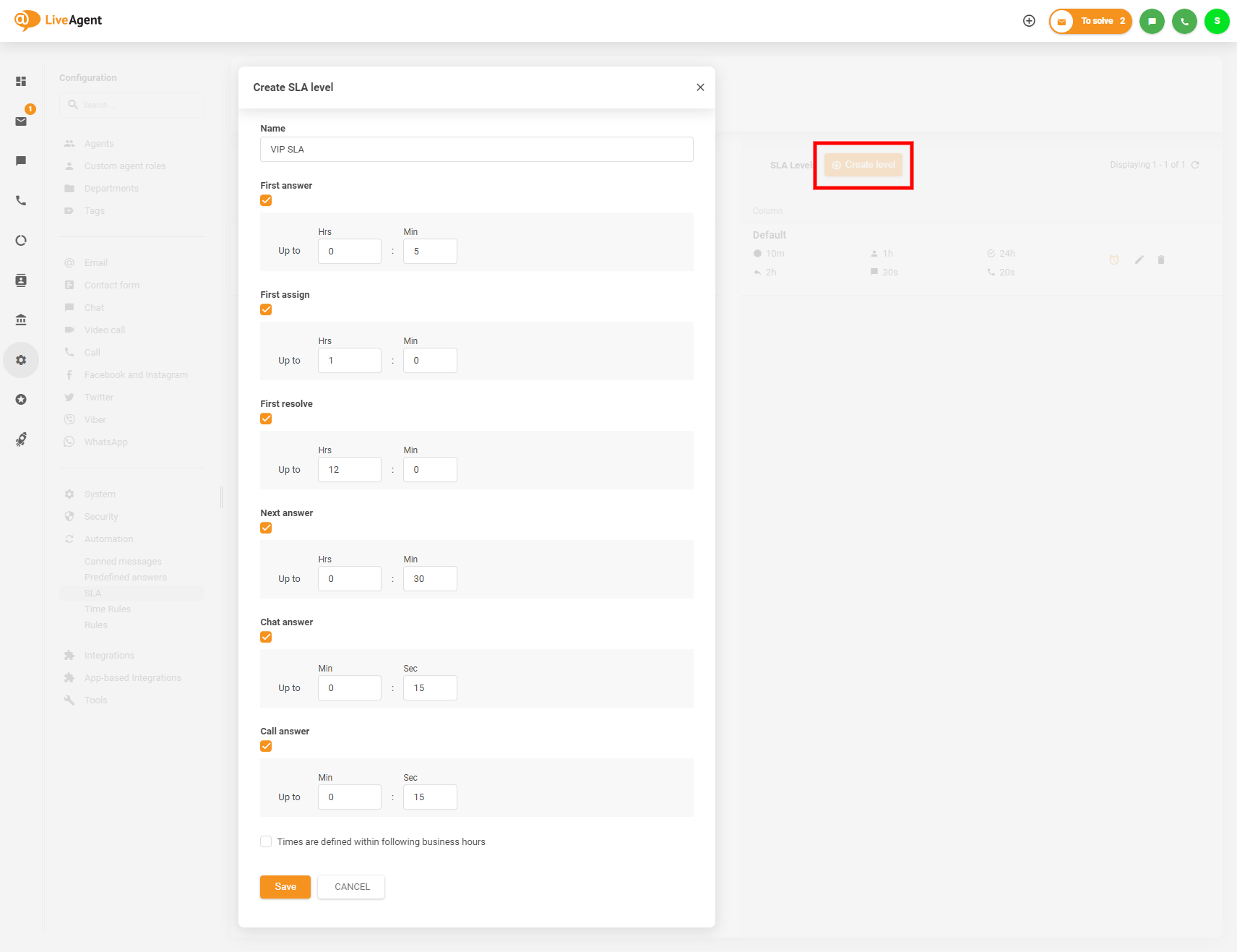SLA (Service-level Agreement) feature Overview