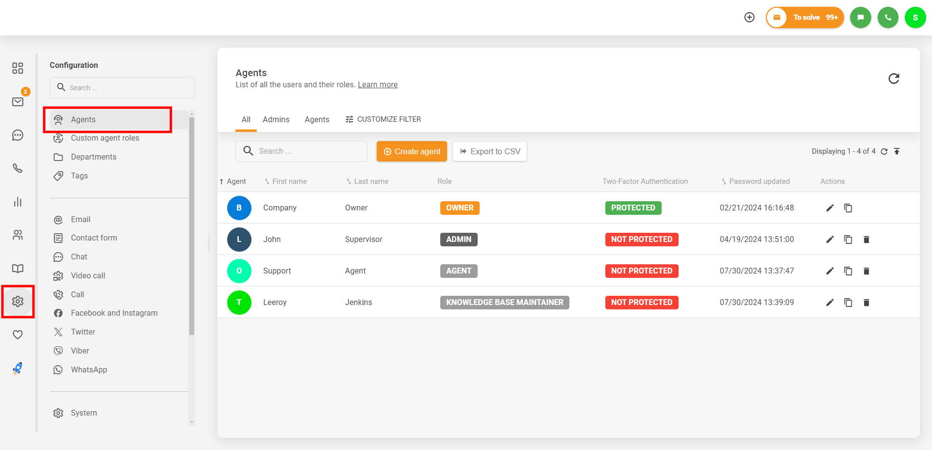 Agent Accounts Creation and Configuration Overview